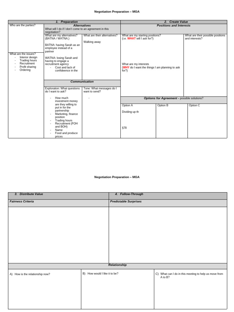 Effective Negotiation Prep Guide | PDF | Negotiation | Business