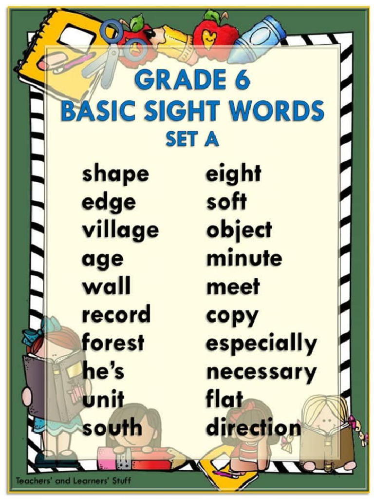 Basic Sight Words 6 | PDF