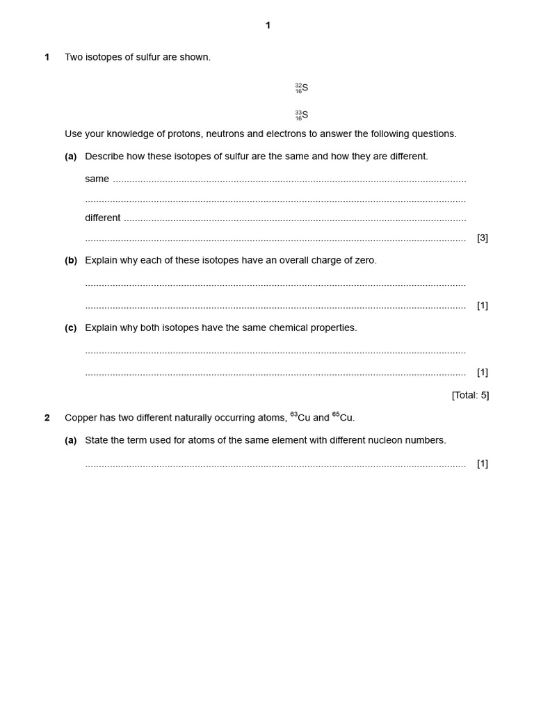 2425 G10S UAE Chemistry Chapter 8 - Sulfur Practice Sheet | PDF | Atoms ...