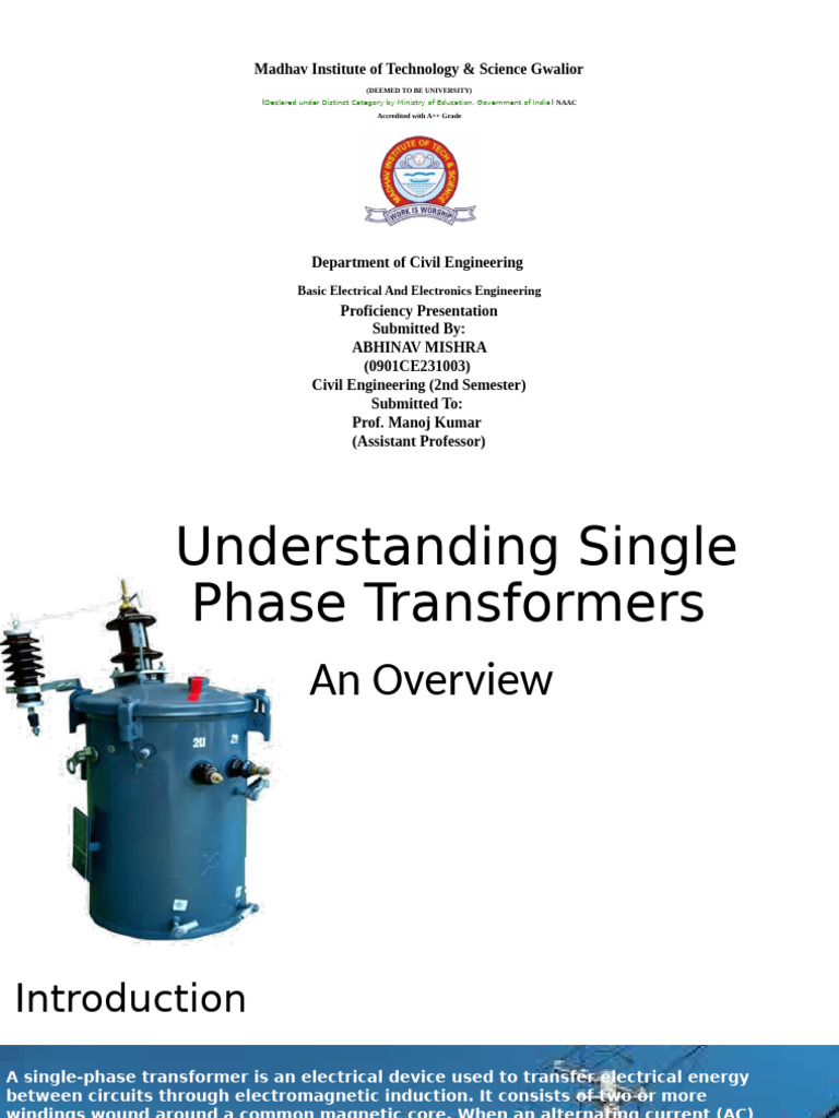 Overview of Single-Phase Transformers | PDF | Electromagnetic Induction ...