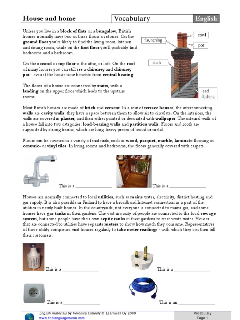 House Vocabulary | PDF | Wall | Roof