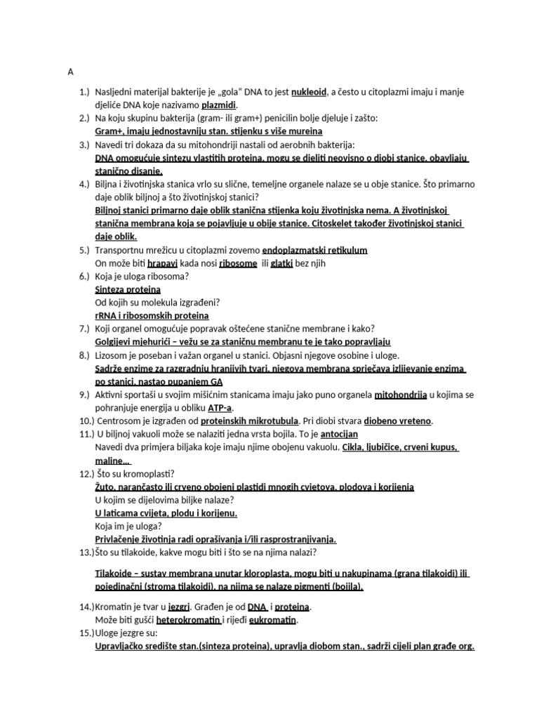 Biologija A 1 | PDF