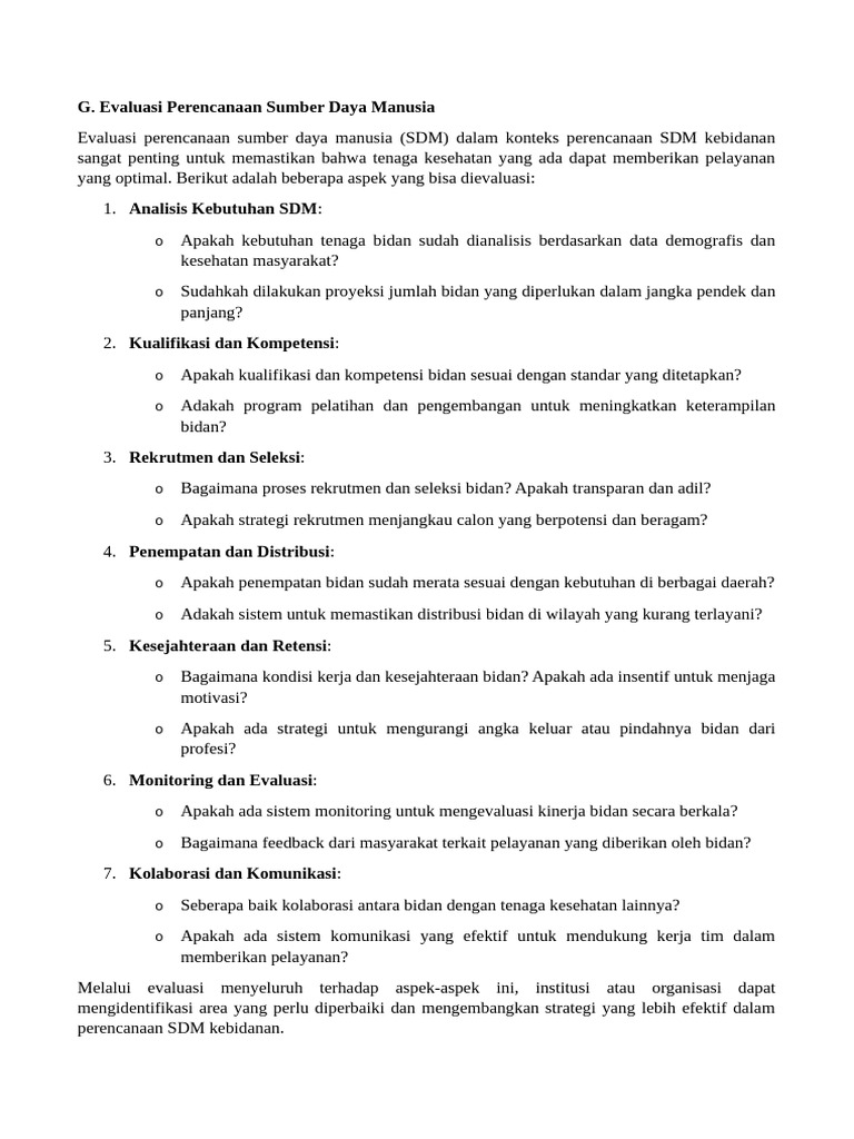 Evaluasi Perencanaan SDM | PDF