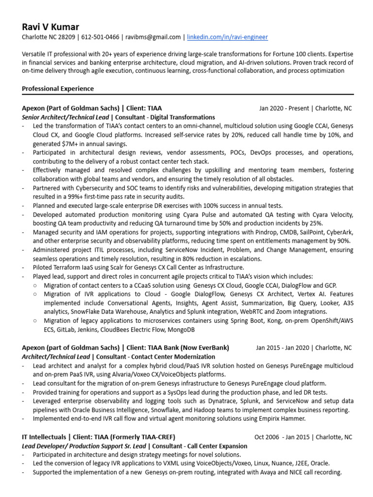 Dice Resume CV Ravi Kumar | PDF | Interactive Voice Response | Cloud Computing