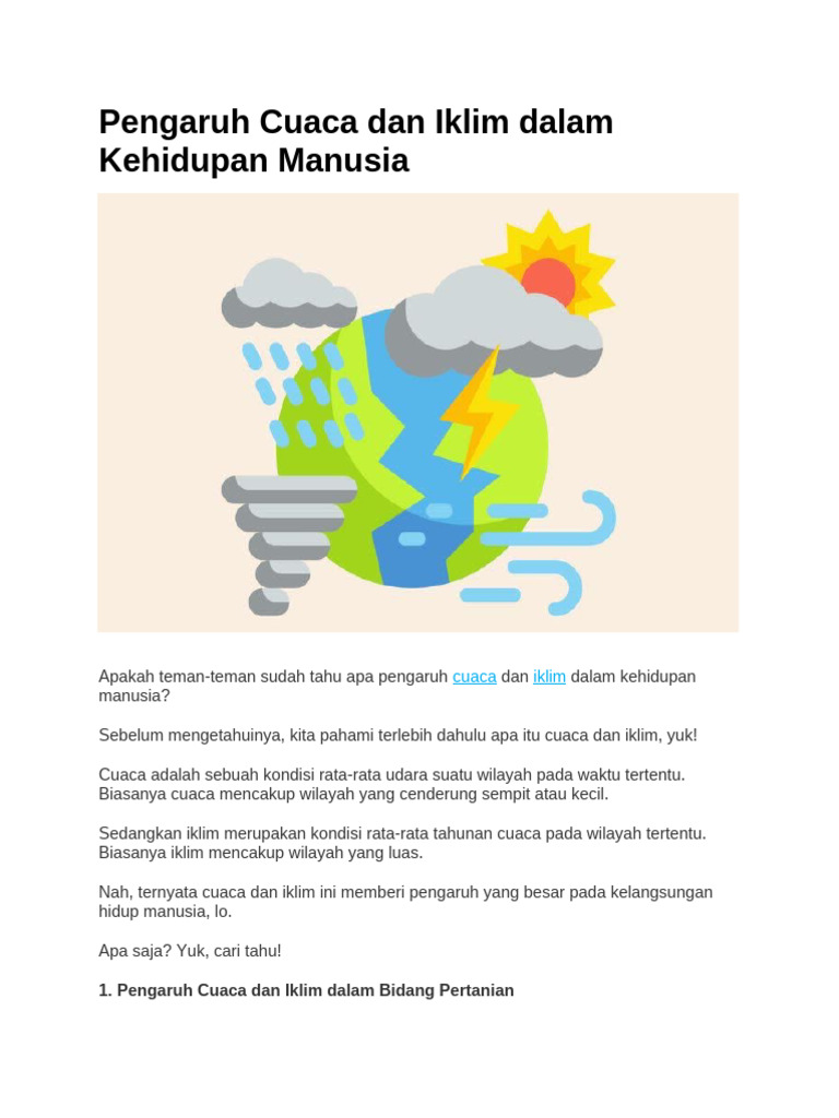 Pengaruh Cuaca Dan Iklim Dalam Kehidupan Manusia | PDF