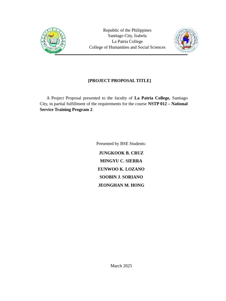 NSTP Project Proposal for La Patria College | PDF