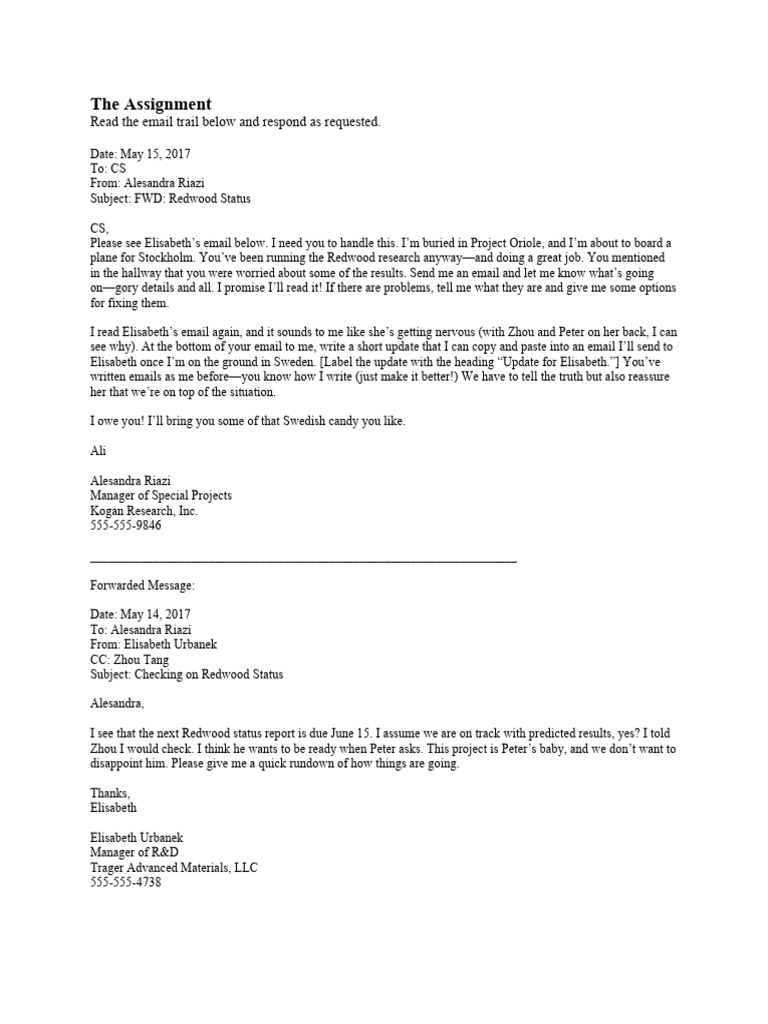 Writing Assignment 1 - Emails | PDF