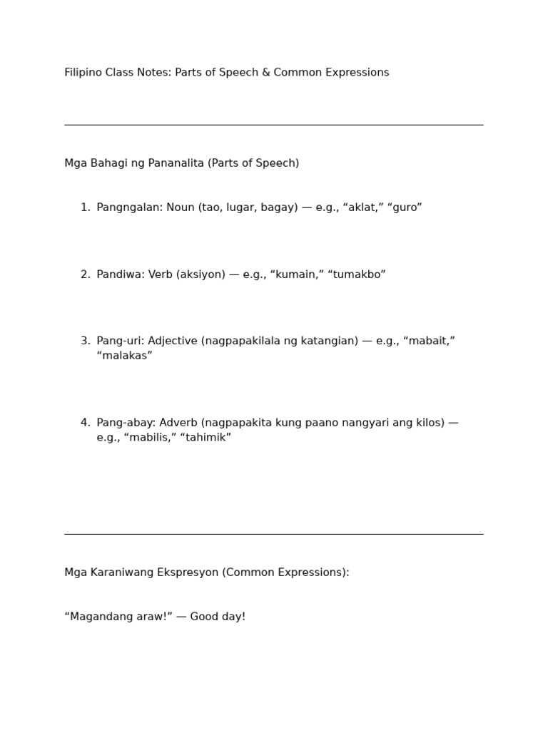 Filipino Notes | PDF