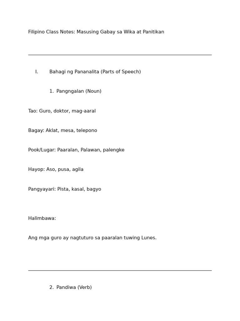 Filipino Notes | PDF