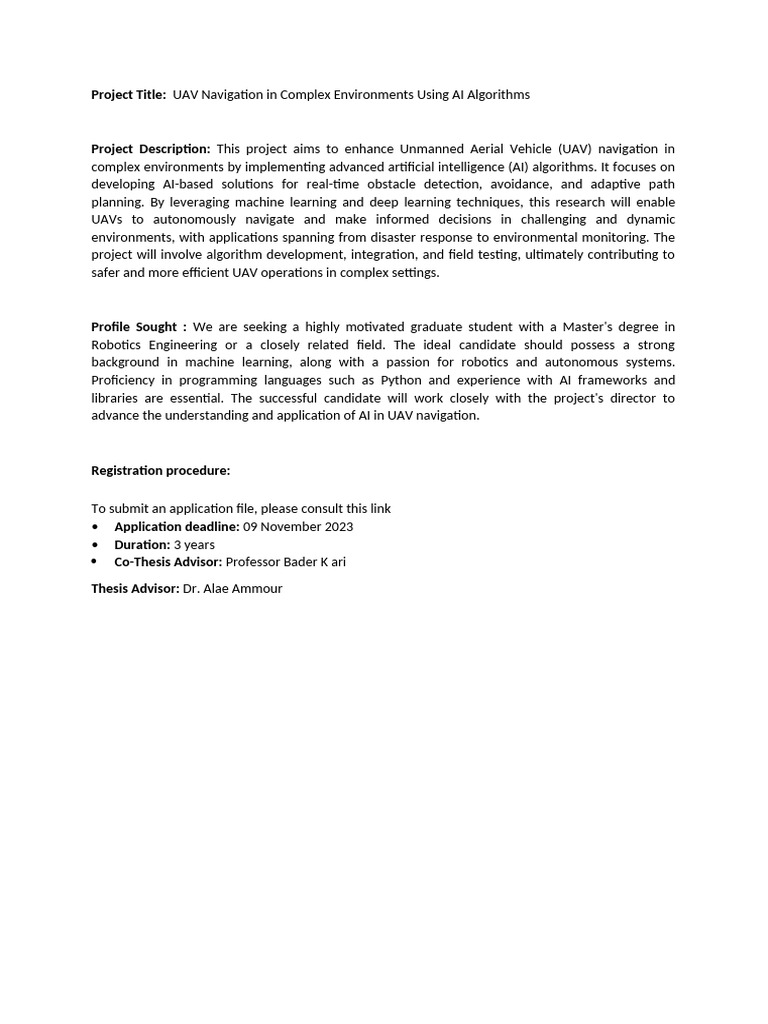 AI-Enhanced UAV Navigation Project | PDF