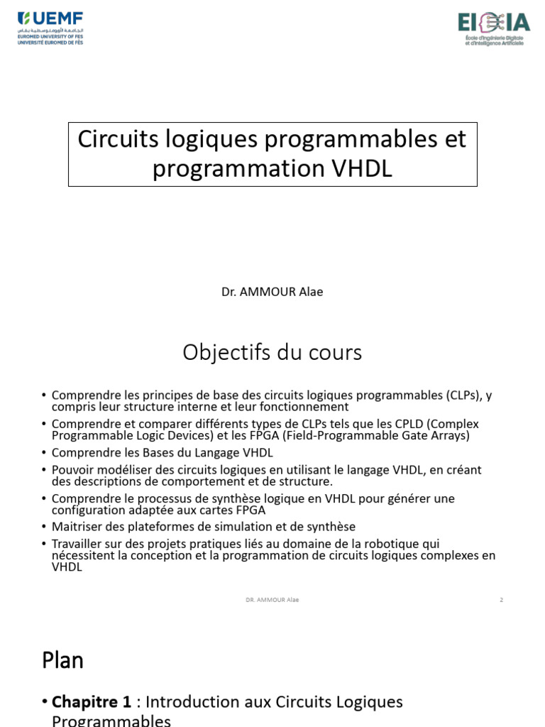 Circuits Logiques Programmables Et Programmation VHDL | PDF | VHDL | Électronique numérique