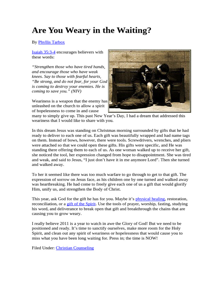 Are You Weary in The Waiting | PDF