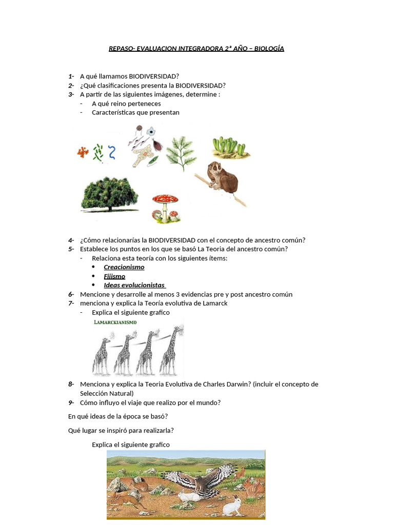 Repaso Integradora 2 Año Biologia | PDF