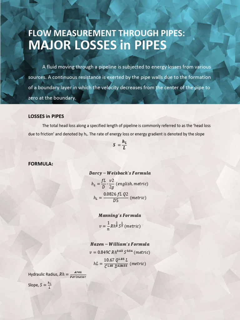 02 Hydrau - Headloss and Pipe Network | PDF | Fluid Dynamics | Mechanical Engineering
