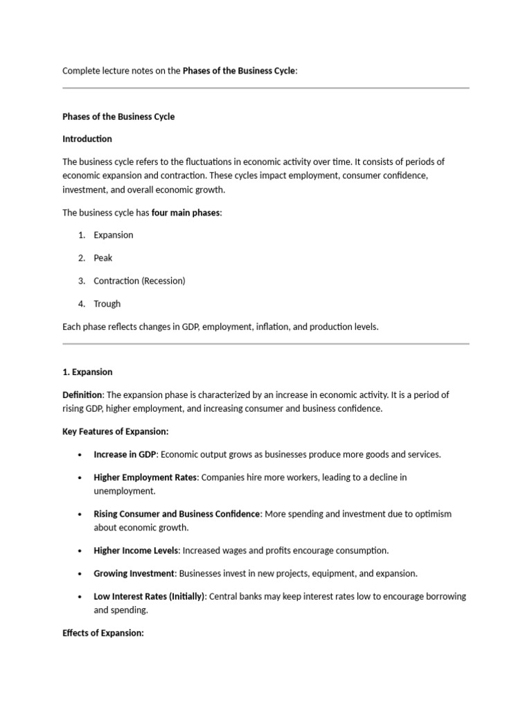 Phases of the Business Cycle Explained | PDF | Recession | Business Cycle
