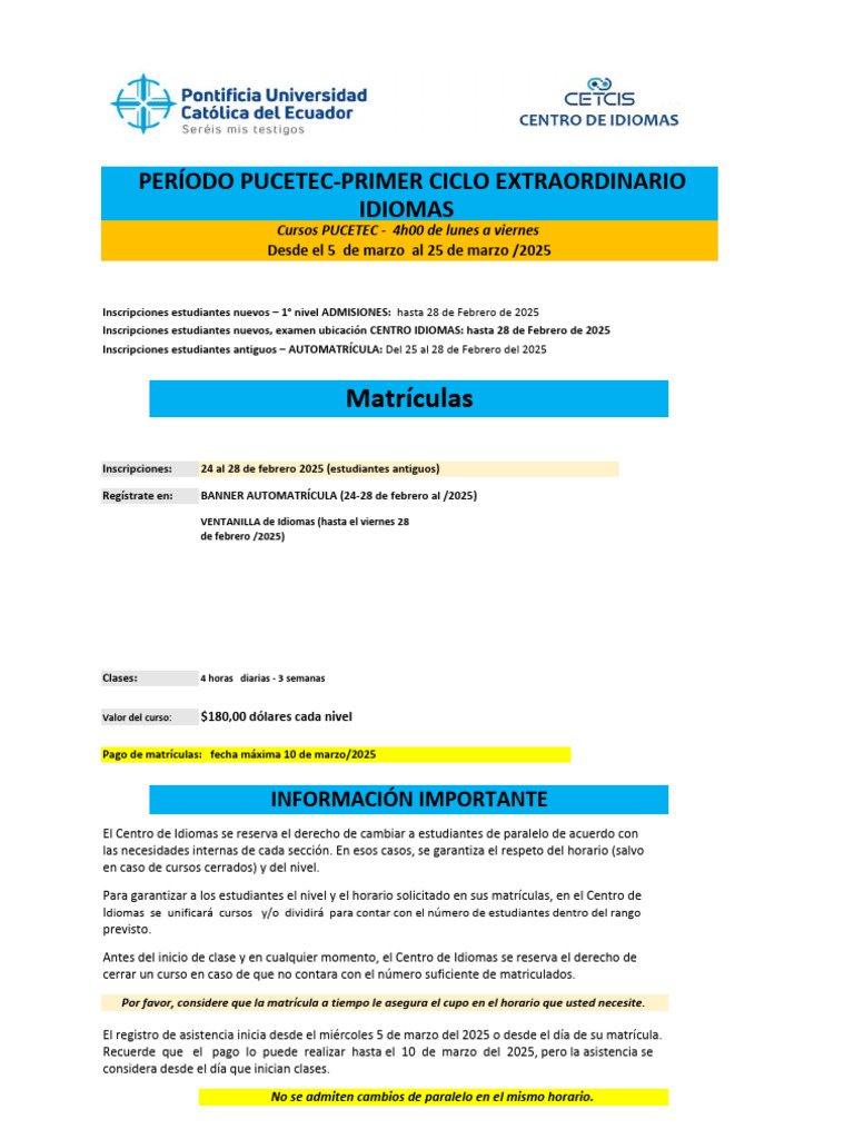 Programación Oferta 202530 Pucetec | PDF