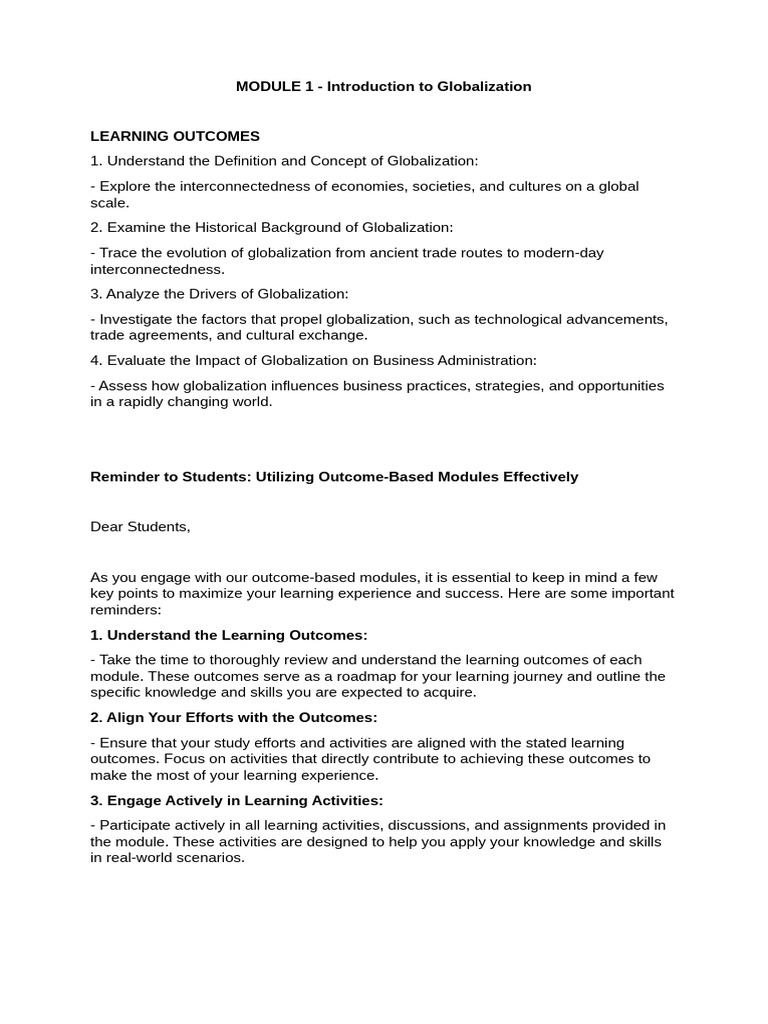 Understanding Globalization: Key Concepts | PDF | Globalization | Learning