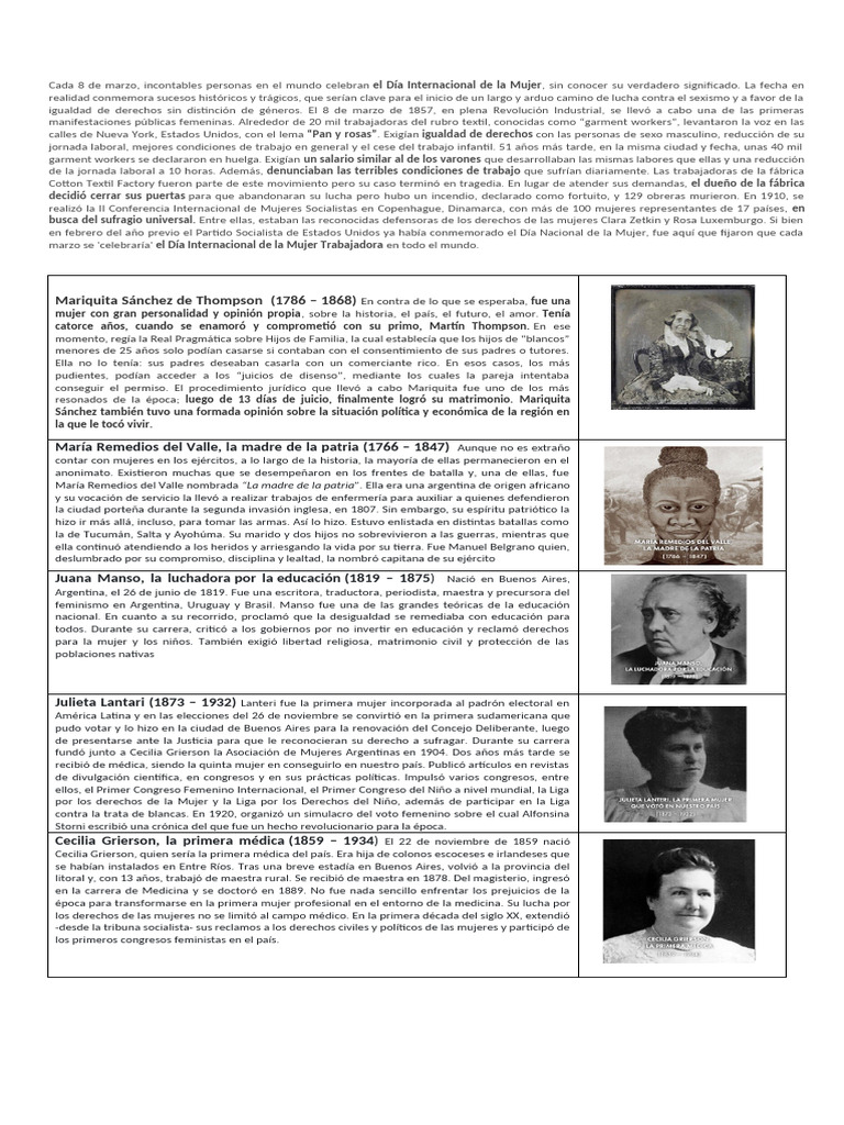 Material de Lectura - Dia de La Mujer | PDF