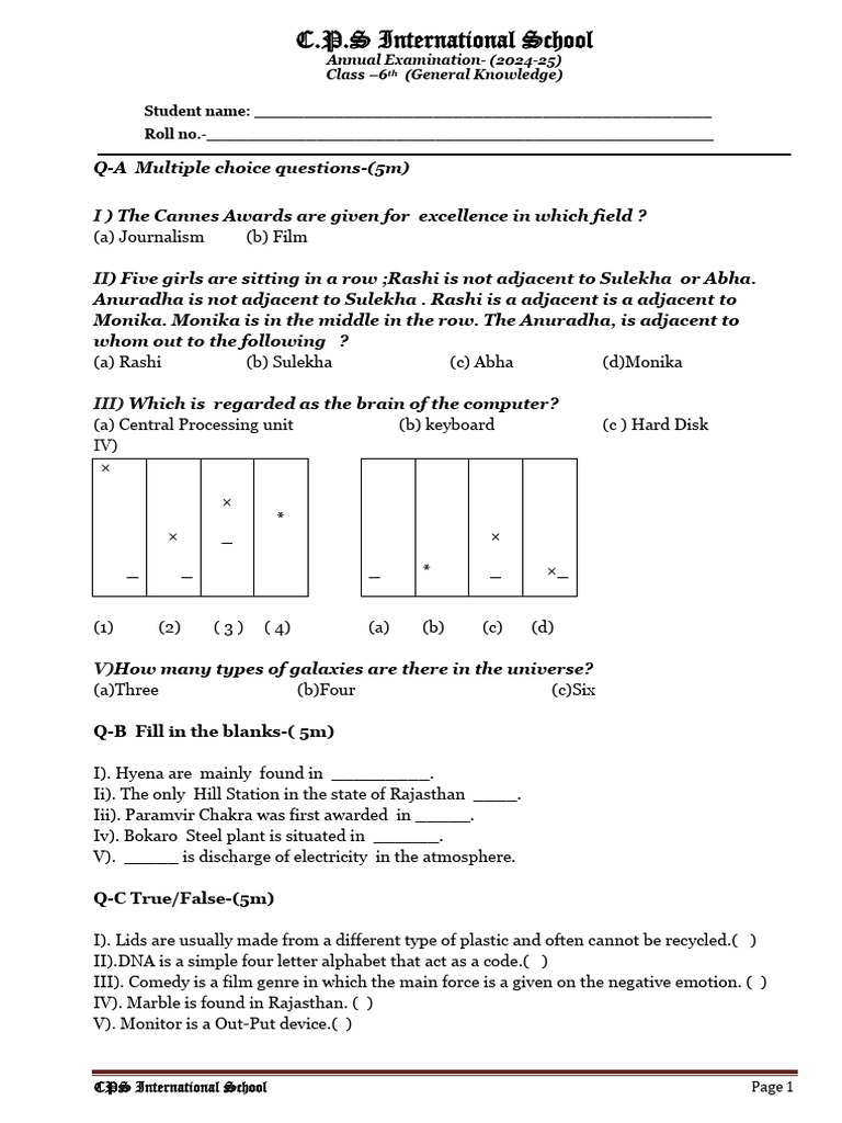 6th class General Knowledge ................... | PDF | Astronauts