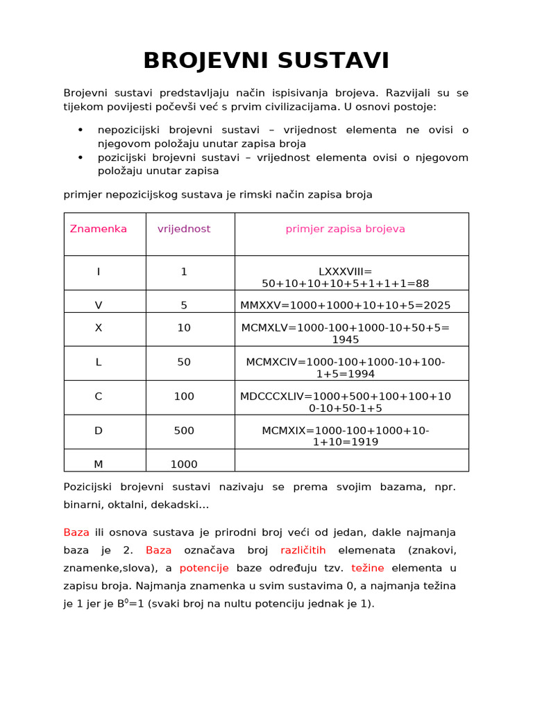 Brojevni Sustavi 3.3 V10 | PDF