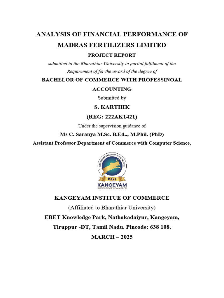 Karthik Project | PDF | Fertilizer | Agriculture