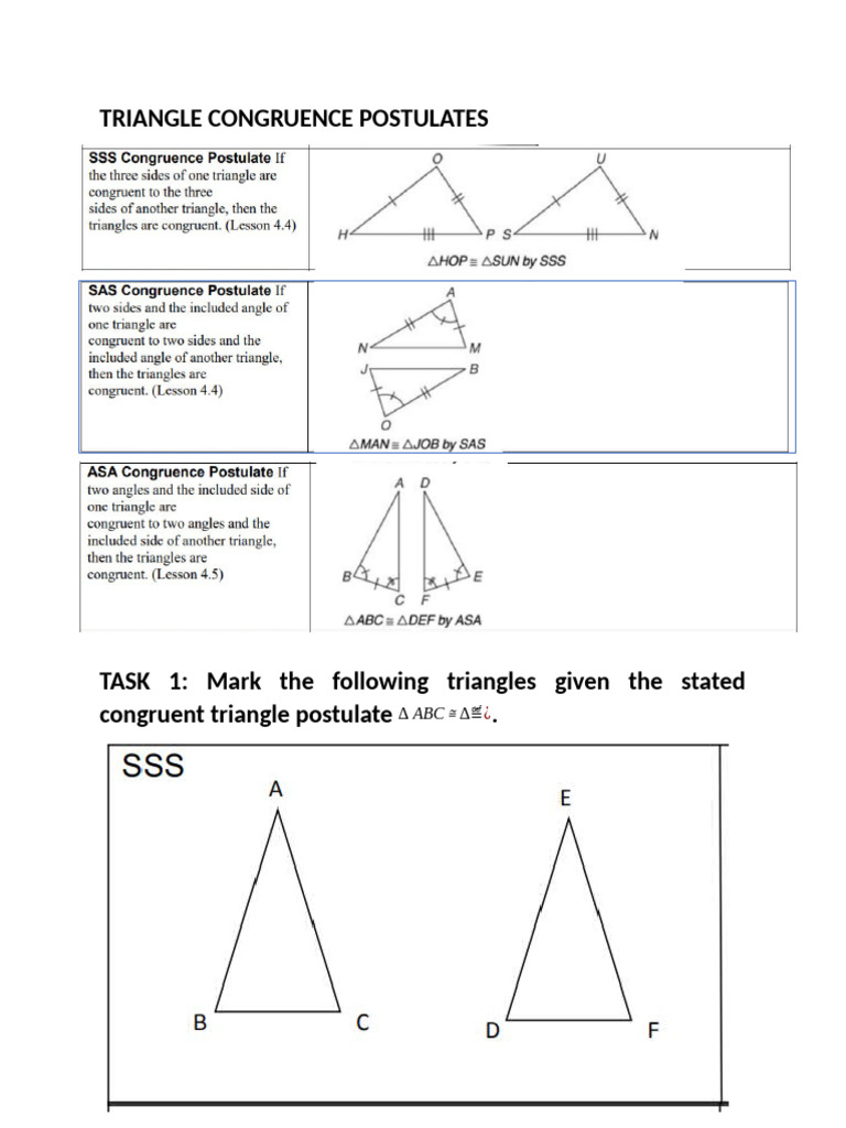 Triangle Congruence Postulates Explained | PDF