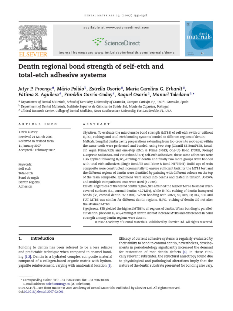 15. Proenca Dentin regional bond strength of self etch and total etch ...