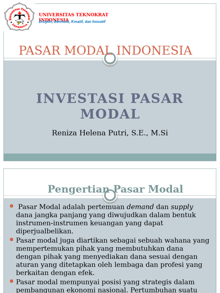 Materi Investasi Pasar Modal Bagian 2 | PDF