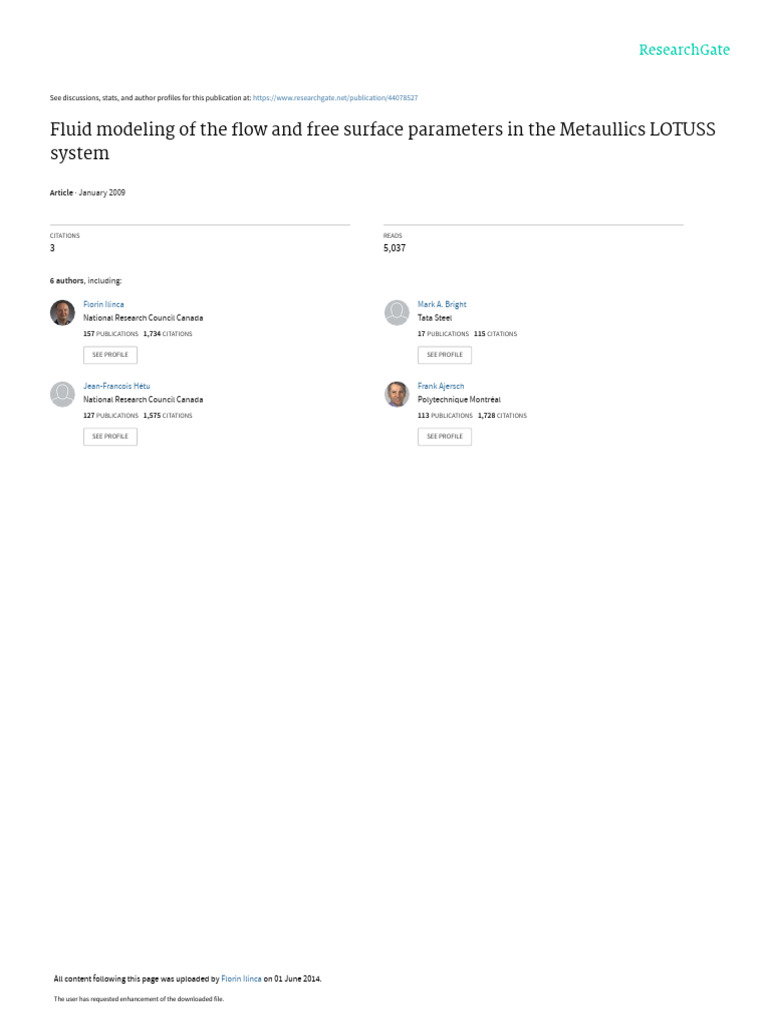 2009 - TMS - Fluid Modeling of Flow and Free Surface With LOTUSS - TP ...