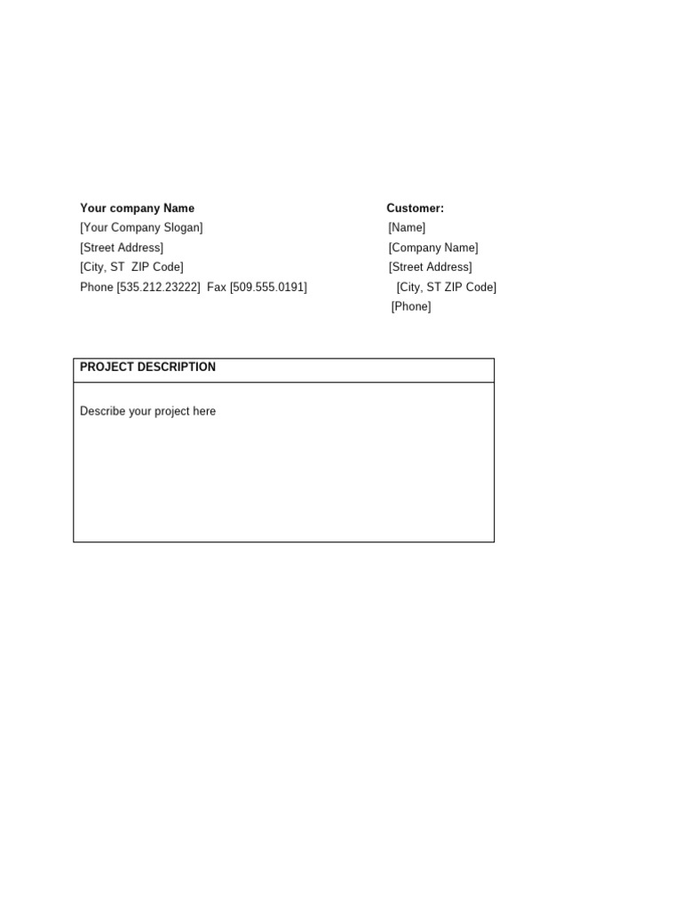 Free Download Sample Estimate Template | PDF
