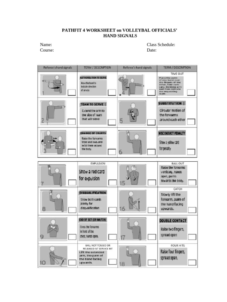 PATHFIT 4 WORKSHEET On VOLLEYBAL OFFICIALS | PDF