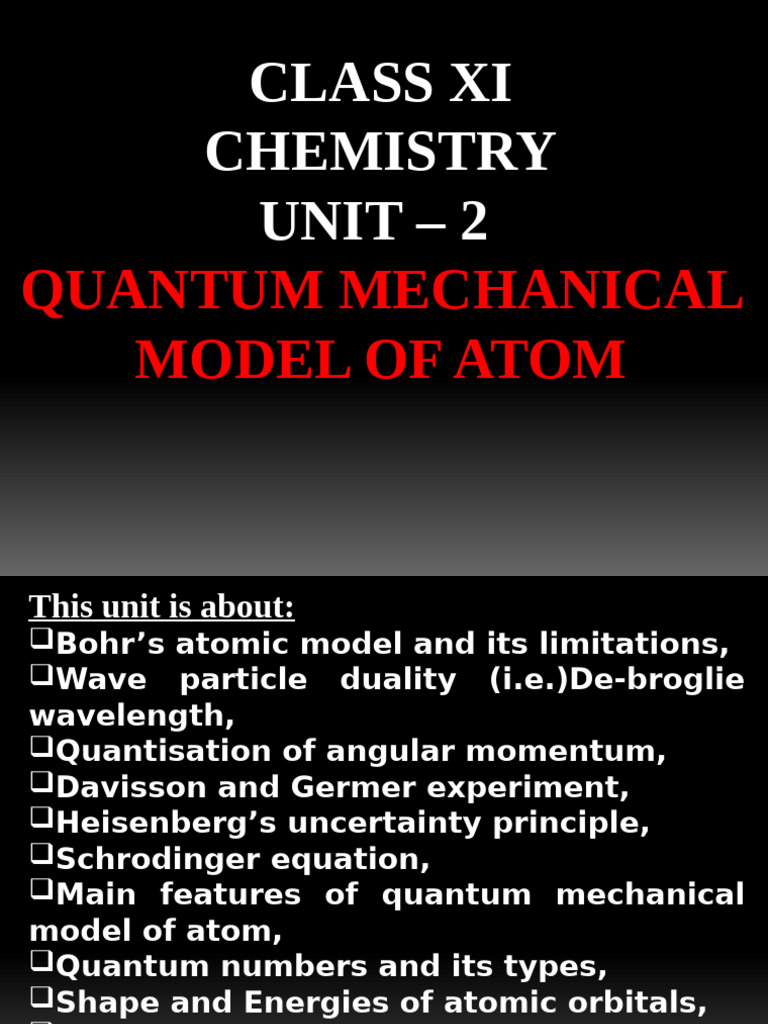 S2 - (Full Unit) Quantum Model | PDF | Atomic Orbital | Schrödinger ...
