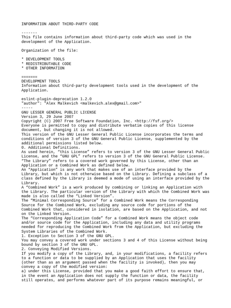 Information About Third-Party Code | PDF | Gnu | Library (Computing)