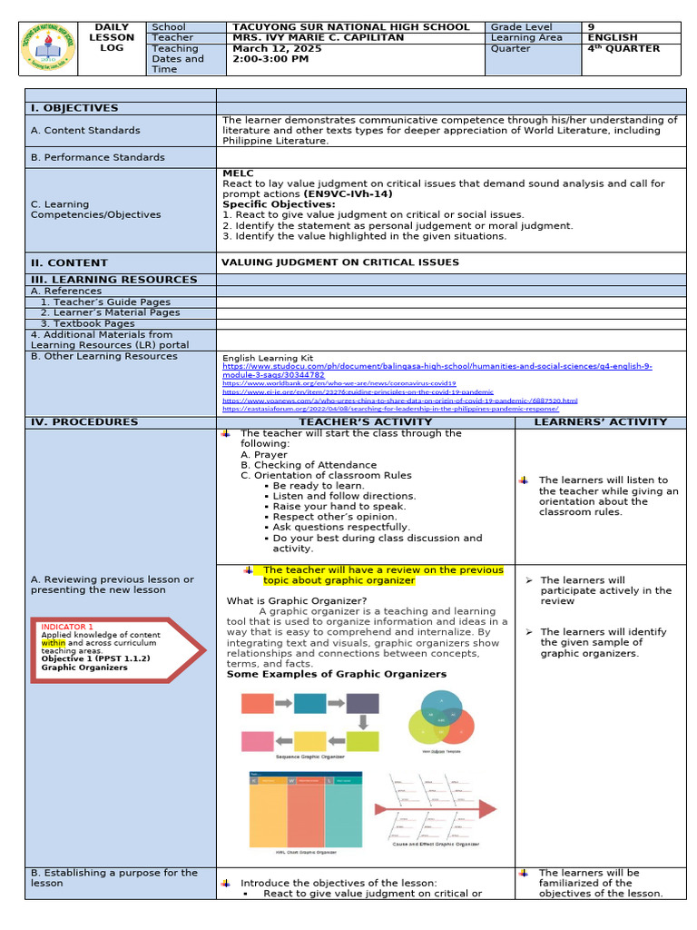 Demo Teaching Plan - Q4 Grade 9-Edited | PDF | Learning | Curriculum