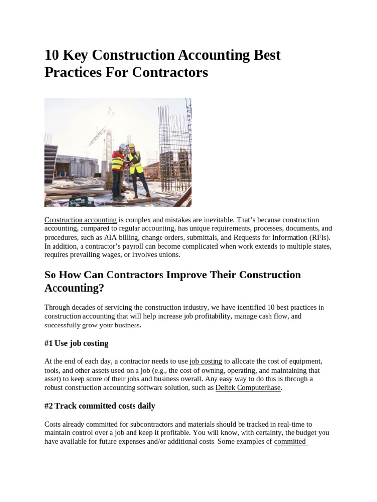 10 Key Construction Accounting Best Practices For Contractors | PDF | Employment | Project ...