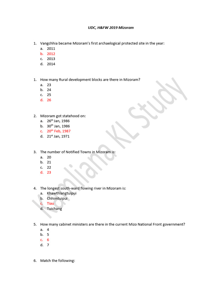MPSC Hnuaia Exama Chhuak Mizo GK Leh Current Affairs | PDF