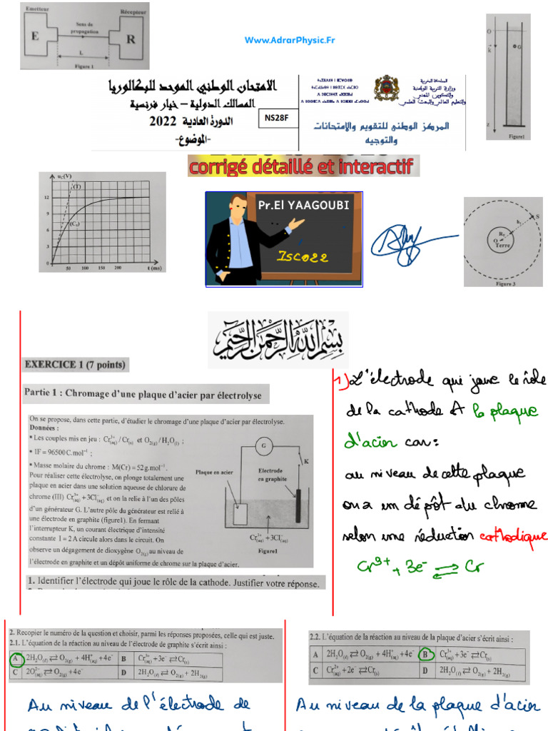 Correction 2 Examen PC Juin 2022 2bac PC FR | PDF