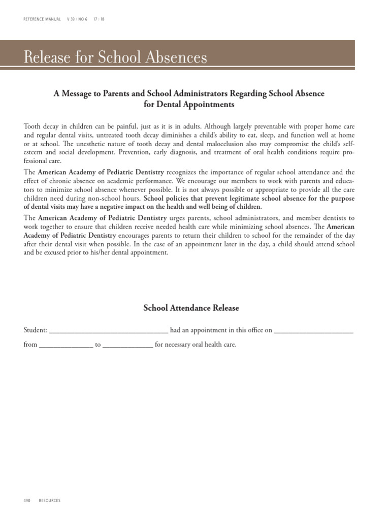Dental Appointments and School Absences | PDF