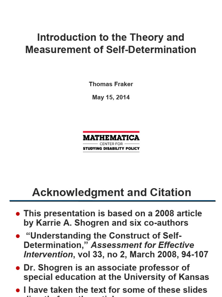 Fraker Self Determination PowerPoint | PDF | Empowerment | Cognition