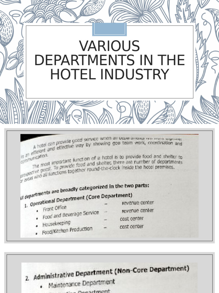 CHAPTER 2 Various Departments in The Hotel Industry | PDF