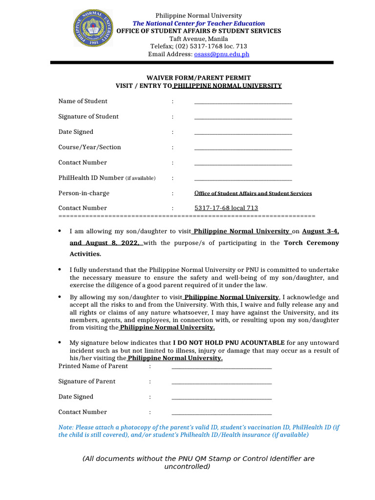 Waiver_PNU-Student-1 | PDF