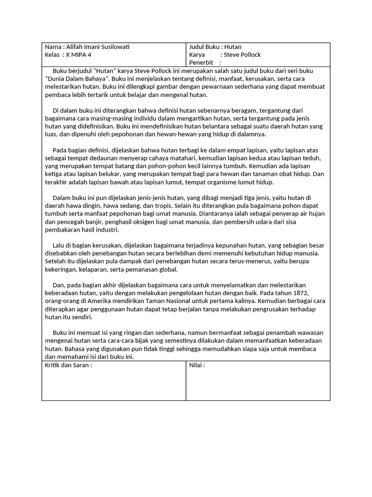 BRC BIologi, Resume Buku HUTAN | PDF