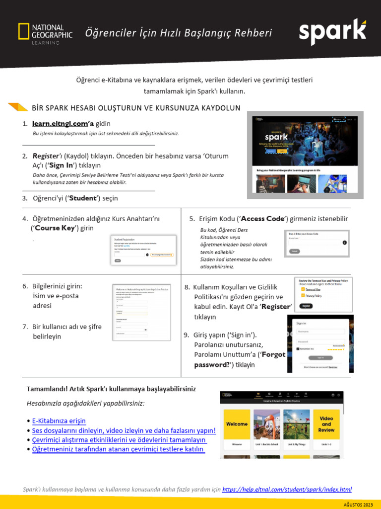 NGL ELT Spark Student Quick Start Guide Turkish (1) | PDF