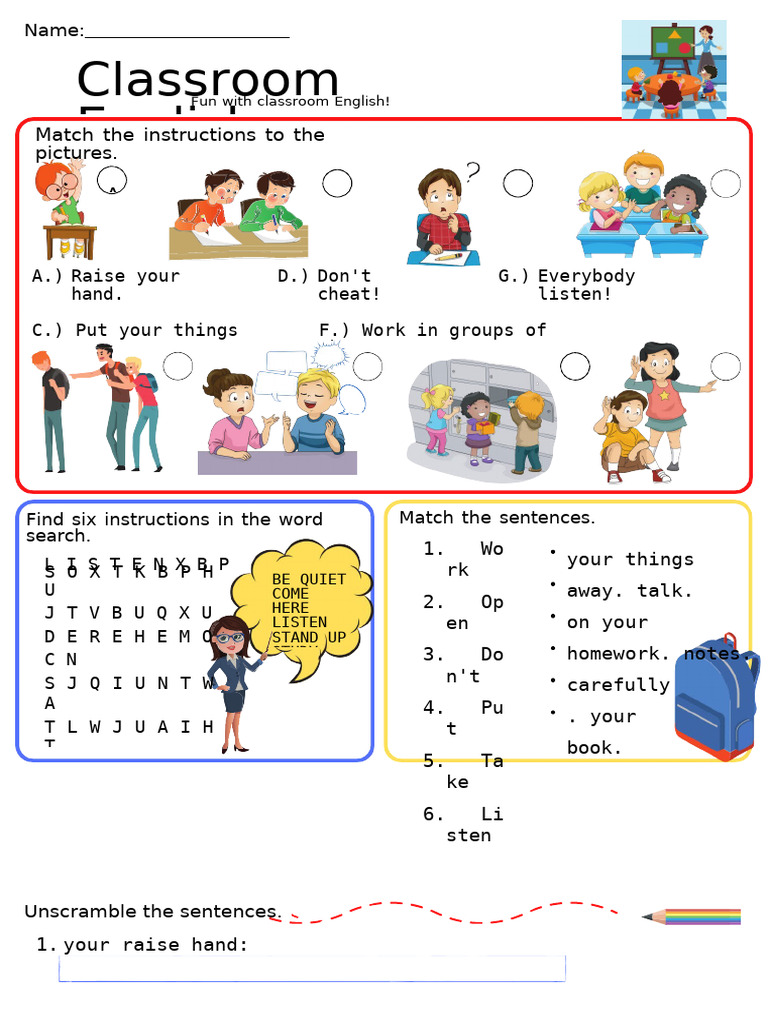Basic Classroom Language Worksheet Inspired by Other Isl Worksheets ...