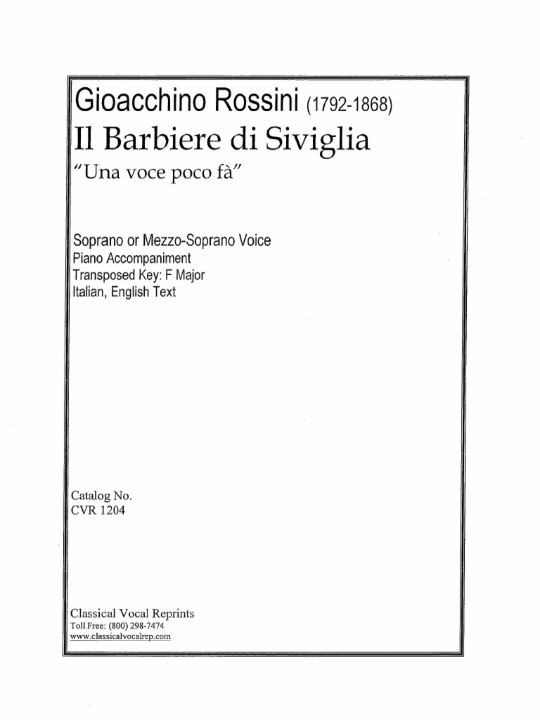Rossini - Una Voce Poco Fa - in F | PDF