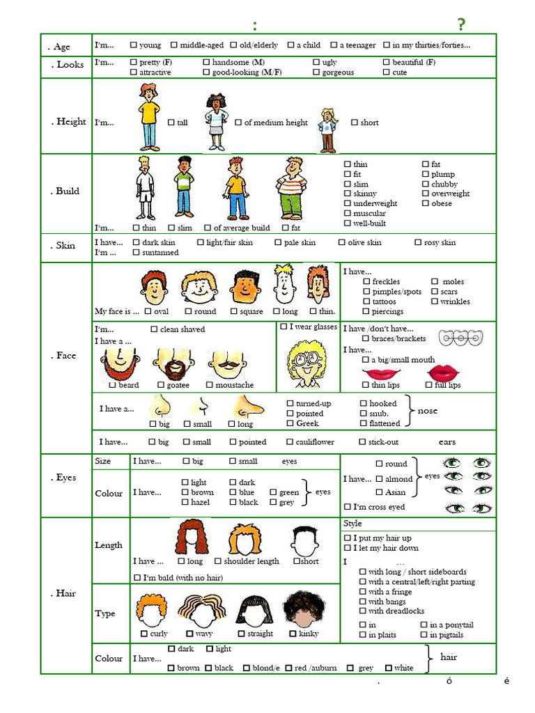 Personal Physical Description Guide | PDF | Hair | Beauty