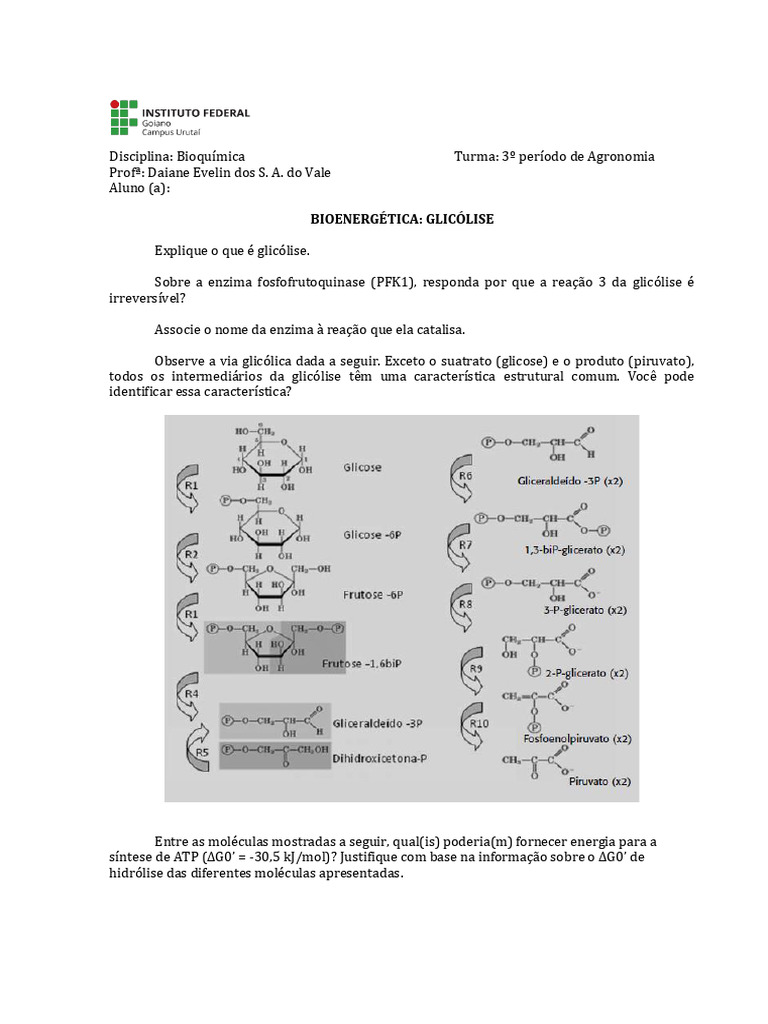 Glicólise: Enzimas e Reações Bioquímicas | PDF
