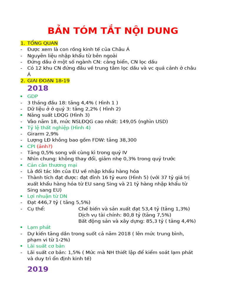 BẢN TÓM TẮT NDUNG SING | PDF