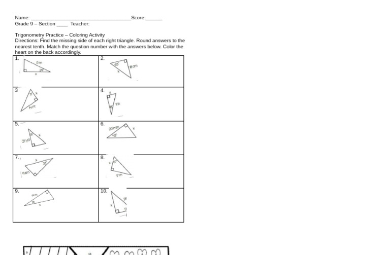 Right Triangle Worksheet Heart | PDF
