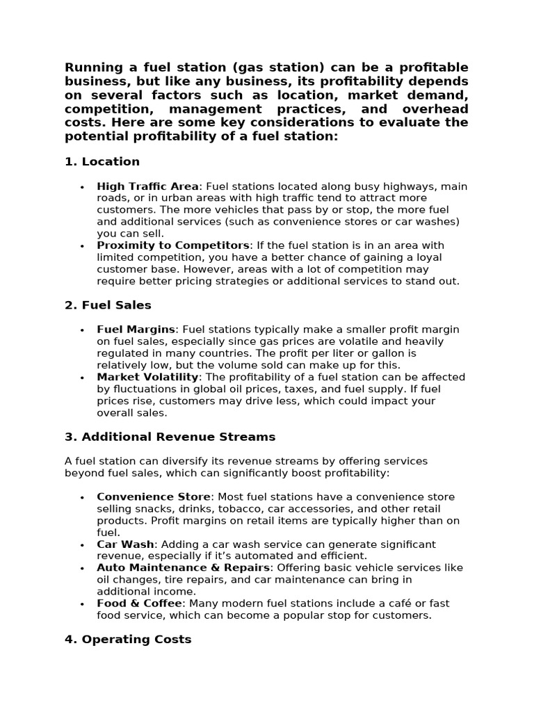 Fuel Station Profitability Insights | PDF | Filling Station | Profit ...